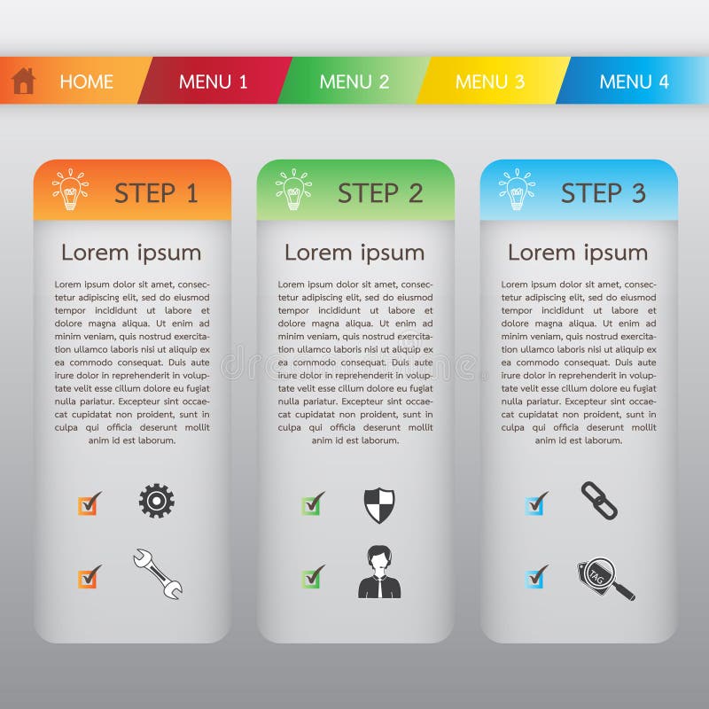 Web Boxes Template and Header Menu Stock Vector - Illustration of boxes ...