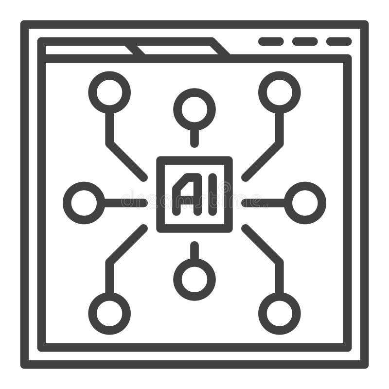 Web Browser with AI Vector Artificial Intelligence Website Outline Icon ...