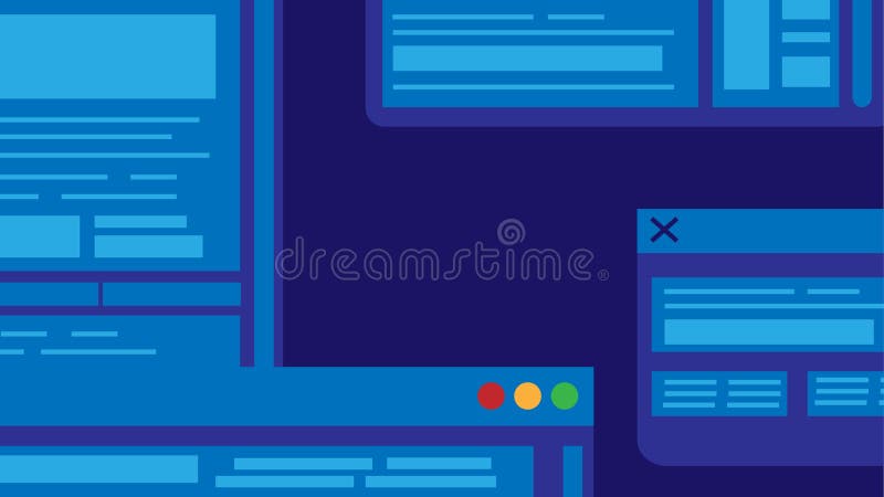 Web Browser on Blue Background in Trendy Flat Style for Technology ...