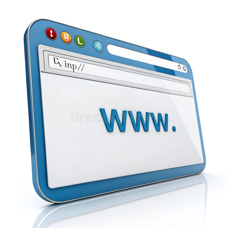 Web Browser 3D Icon, Internet Browsing Symbol Isolated on White ...