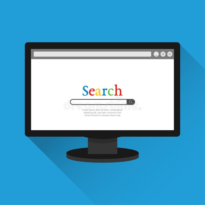 Web Browser Element on Monitor Screen with Search Engine Interface Bar ...