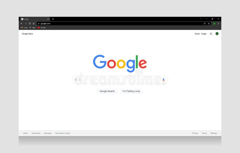 Web Browser Google Homepage Mockup, Vector Editorial Illustration ...