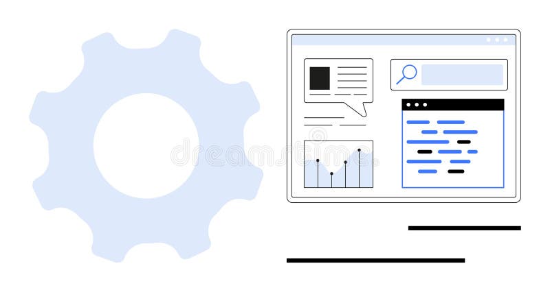 Data Analysis Concept with Web Browser Interface and Gear Symbol Stock ...