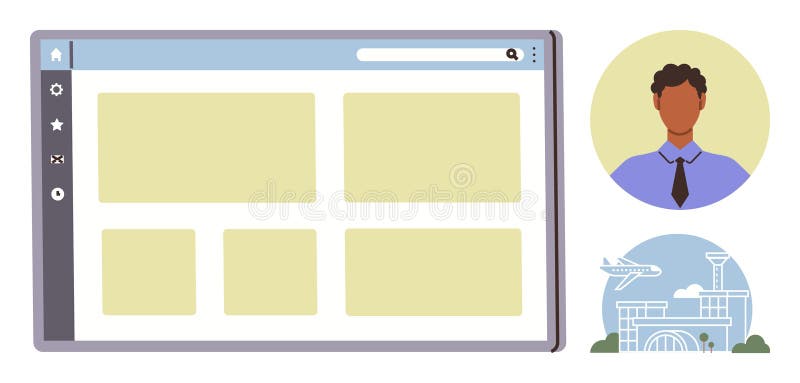 Web Browser Interface with Profile Avatar and Travel Concept Elements ...
