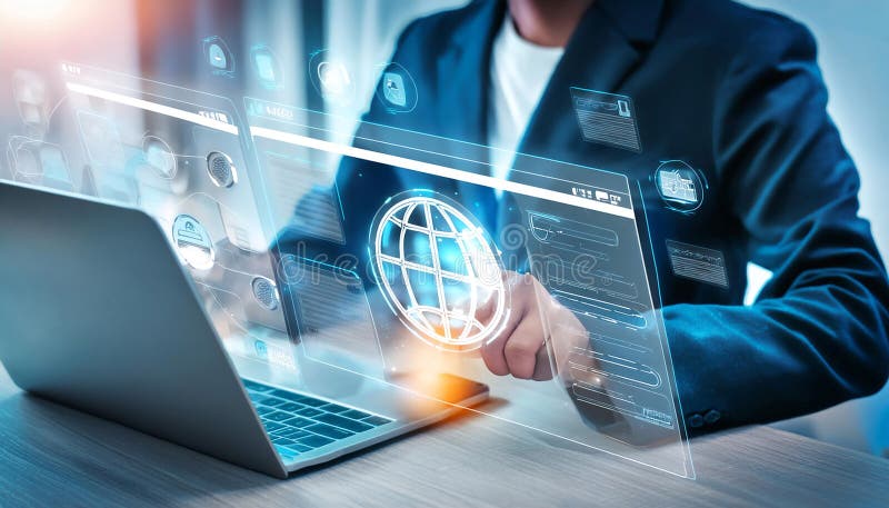 Web Browser and Internet Navigation, Featuring Symbols Like Browser ...