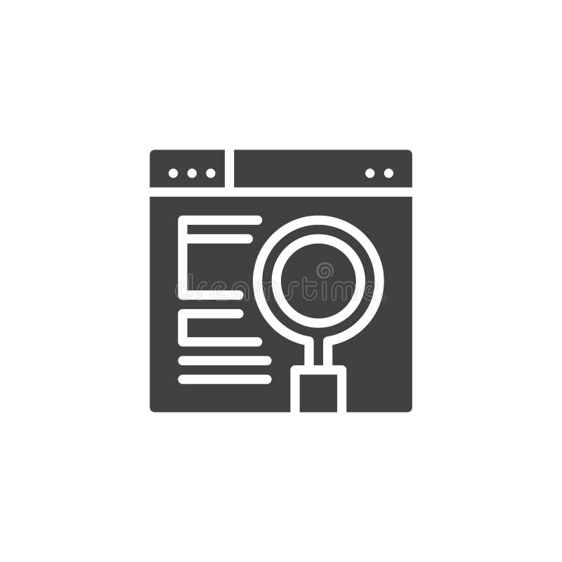 Web Browser with Magnifying Glass on Screen Vector Icon Stock Vector ...