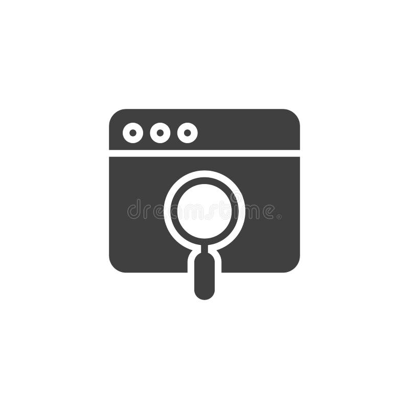Web Browser with Magnifying Glass on Screen Vector Icon Stock Vector ...