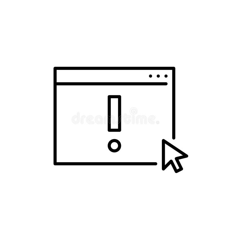 Web Browser Page with Exclamation Mark and Mouse Pointer. Important ...