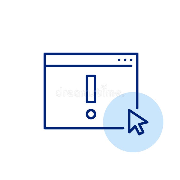 Web Browser Page with Exclamation Mark and Mouse Pointer. Important ...