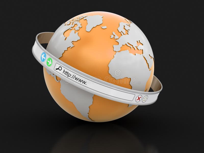 Web Browser Screen Around the Earth Stock Illustration - Illustration ...