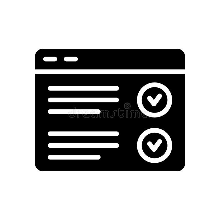 Web Browser Silhouette Icon. Online Exam, Taking Test, Questionnaire or ...