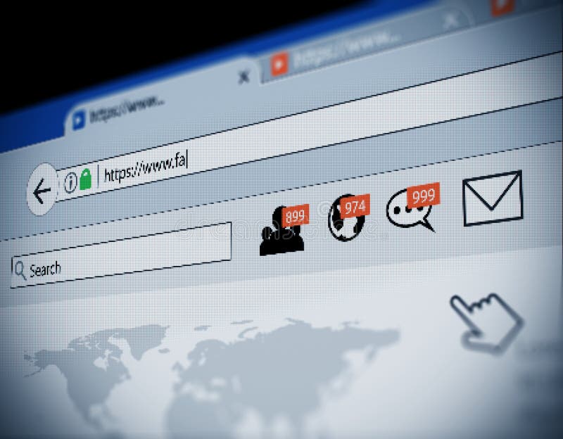 Web Browser with Social Media Notification Icon Illustration Stock ...