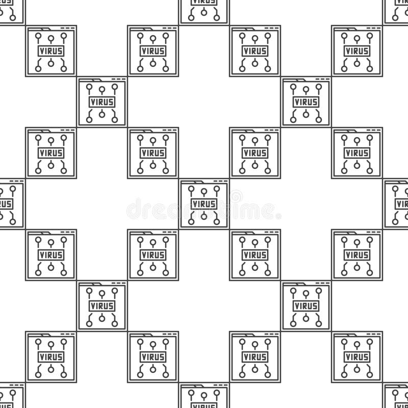 Web Browser with Virus Vector Outline Seamless Pattern Stock ...