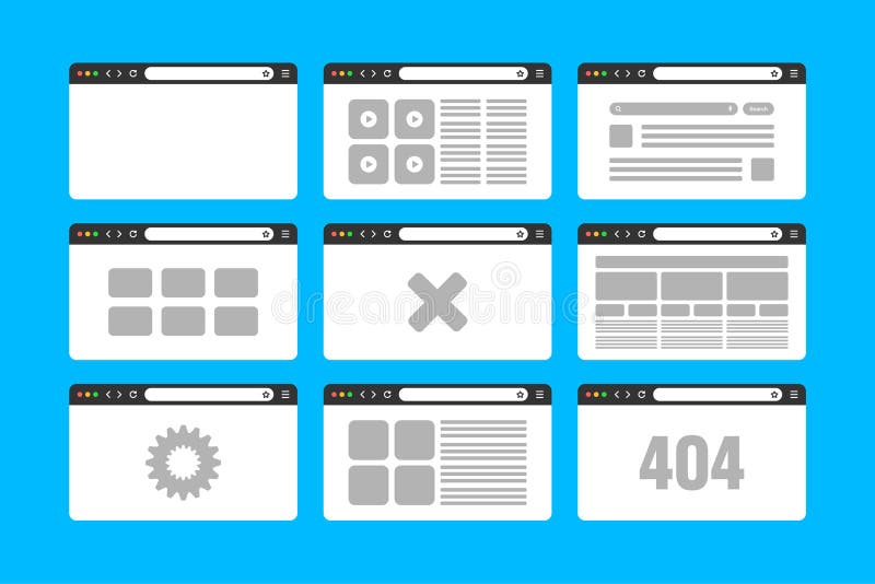 Web Browser Window, Pages Layout with Toolbar and Search Field. Modern ...