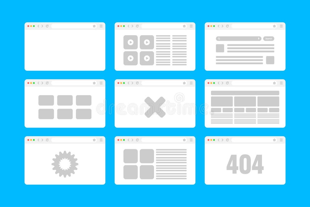 Web Browser Window, Pages Layout with Toolbar and Search Field. Modern ...