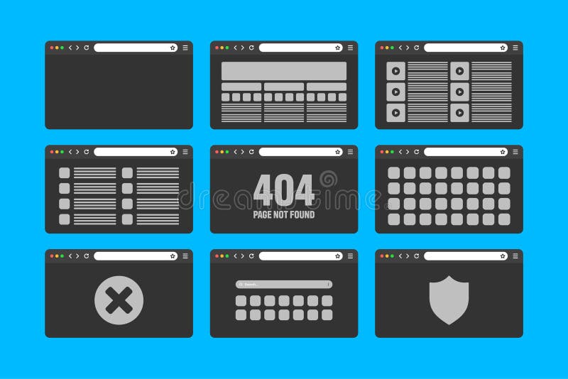 Web Browser Window, Pages Layout with Toolbar and Search Field. Modern ...