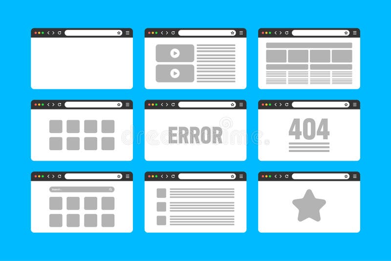 Web Browser Window, Pages Layout with Toolbar and Search Field. Modern ...