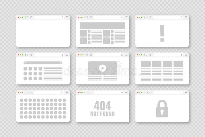 Web Browser Window, Pages Layout with Toolbar and Search Field. Modern ...