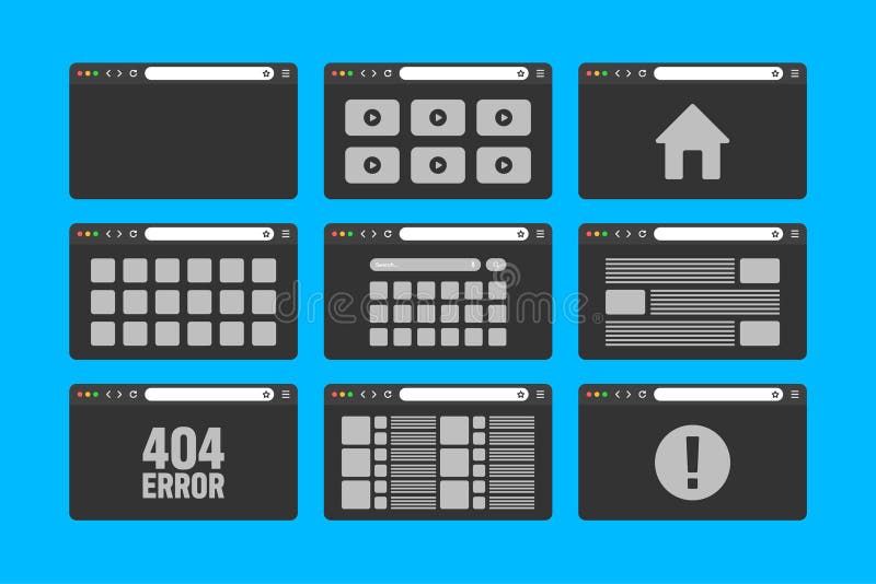 Web Browser Window, Pages Layout with Toolbar and Search Field. Modern ...