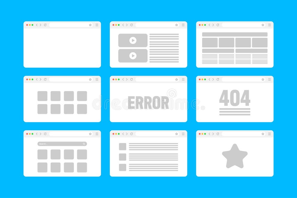 Web Browser Window, Pages Layout with Toolbar and Search Field. Modern ...