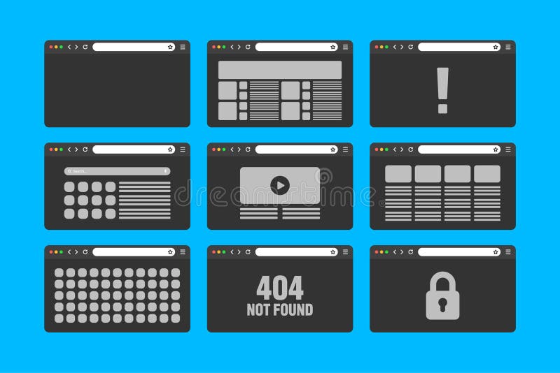 Web Browser Window, Pages Layout with Toolbar and Search Field. Modern ...
