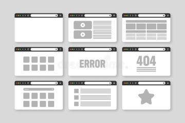 Web Browser Window, Pages Layout with Toolbar and Search Field. Modern ...