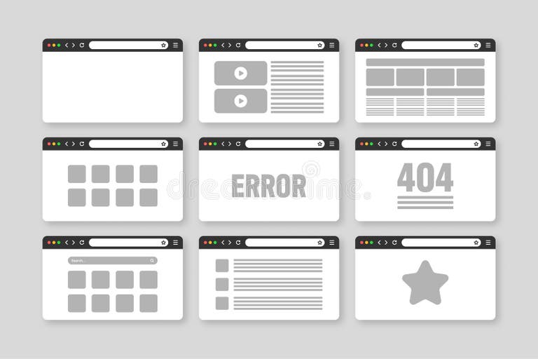 Web Browser Window, Pages Layout with Toolbar and Search Field. Modern ...