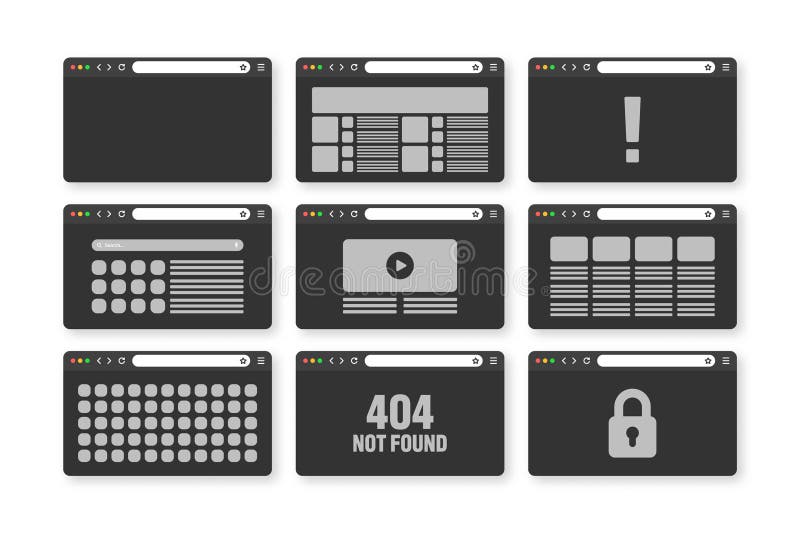Web Browser Window, Pages Layout with Toolbar and Search Field. Modern ...