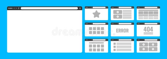 Web Browser Window, Pages Layout with Toolbar and Search Field. Modern ...