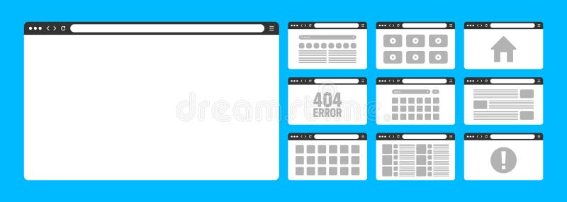 Web Browser Window, Pages Layout with Toolbar and Search Field. Modern ...