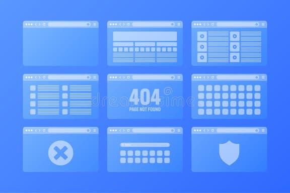 Web Browser Window, Transparent Pages Layout with Toolbar and Search ...