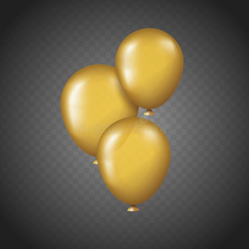 Bunch of Glossy Golden Balloons for Holiday Stock Illustration ...