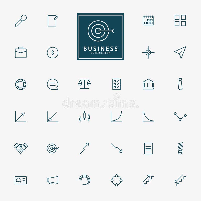 32 Web Minimal Outline Icons Stock Vector - Illustration of infographic ...