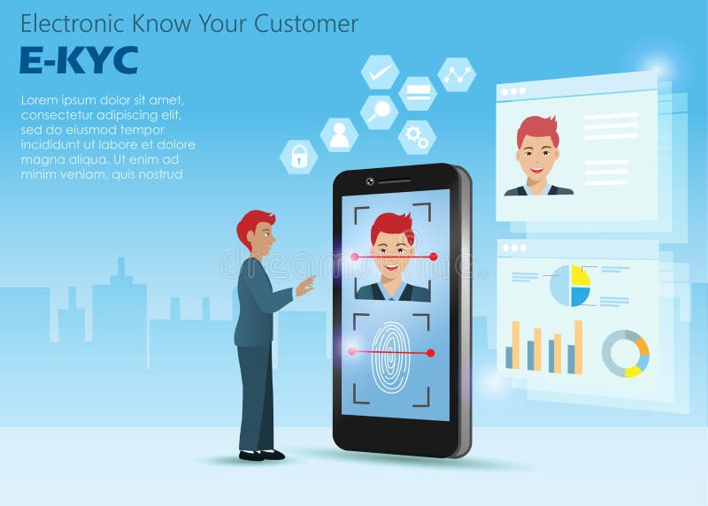 Businessman Using E-krc Electronic Know Your Customer Face and ...
