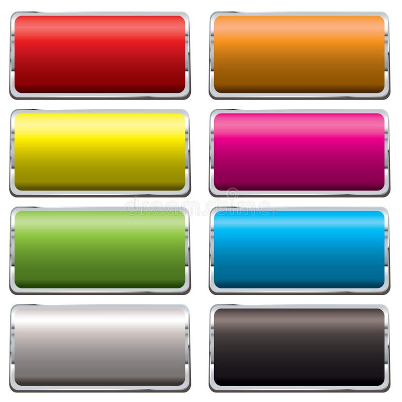 Web Buton Icons with Silver Bevel Stock Vector - Illustration of ...