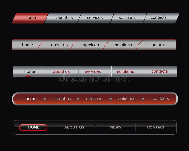 Navigation Tabs Menu Bar Header Top Website Web Site Template Vector Buttons Button Tab Design 0220