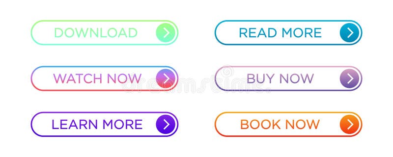 Web Button Set. Linear Gradient Buttons Set. Vector Illustration. Stock Vector - Illustration of ...
