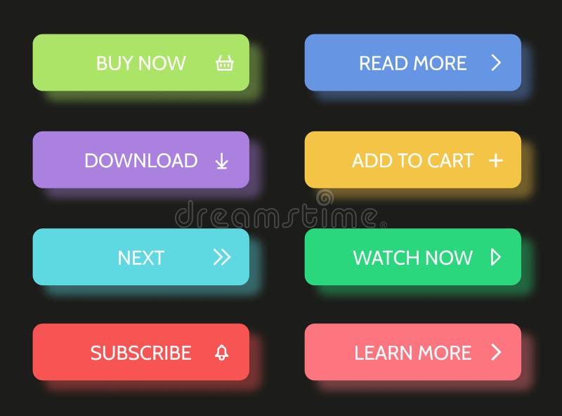 Web Button. Vector Buttons Material Design Style for Website or App ...