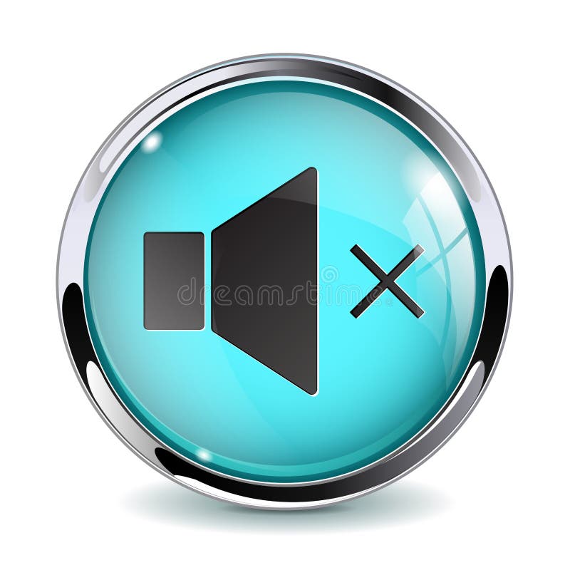 Web Button Volume on. Blue Glass 3d Icon with Metal Frame Stock Vector ...