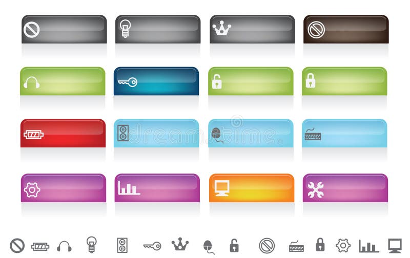 Web buttons stock vector. Illustration of download, select - 12588466