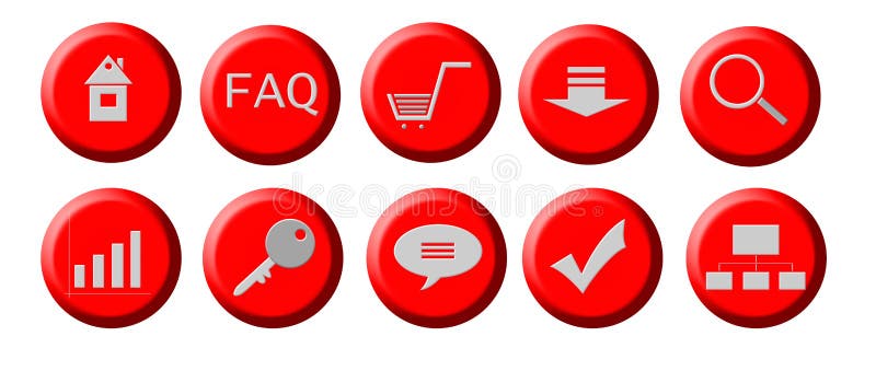 Red web icons, buttons stock illustration. Illustration of button - 8015224