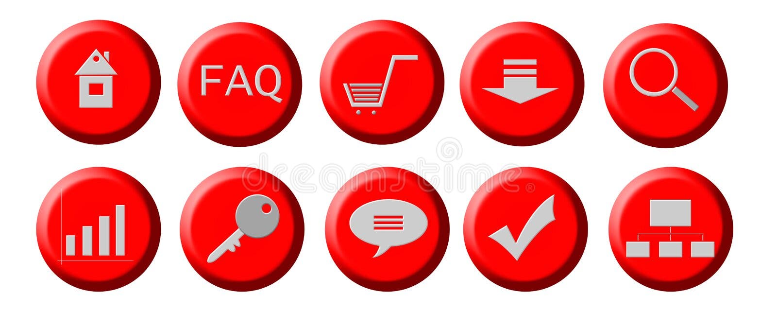 Red web icons, buttons stock illustration. Illustration of button - 8015224