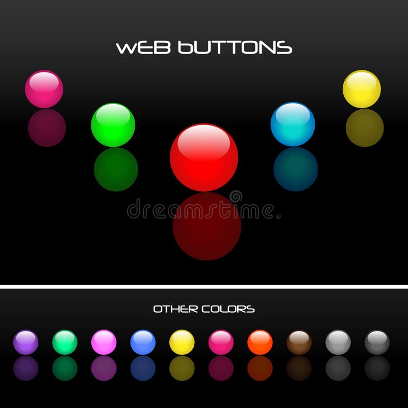 Vector Set of Color Web Buttons Stock Vector - Illustration of metallic ...