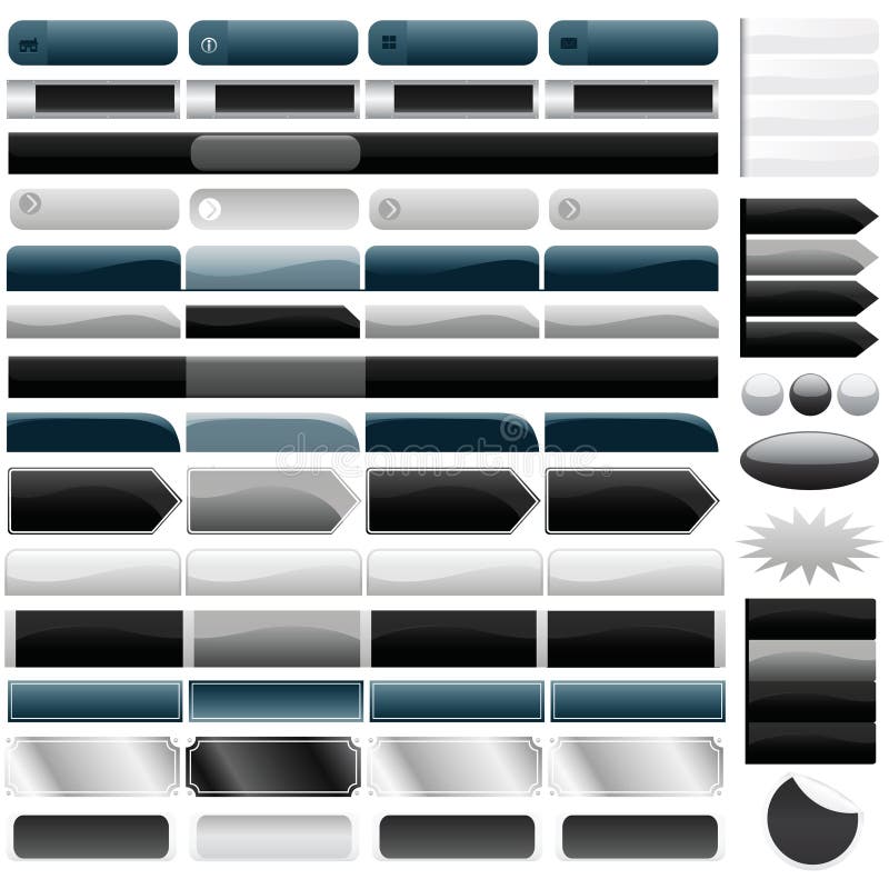 Gray web buttons long stock vector. Illustration of glossy - 9792497