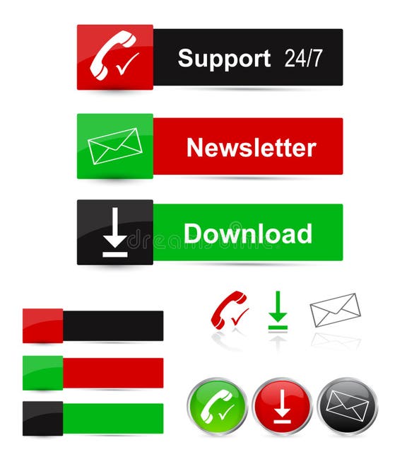 Web buttons stock vector. Illustration of phone, symbols - 29028588