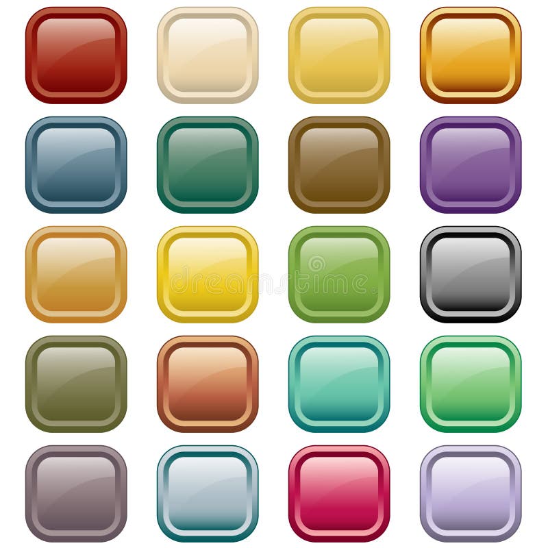 Web Buttons Assorted Colors Stock Vector - Illustration of square, push ...