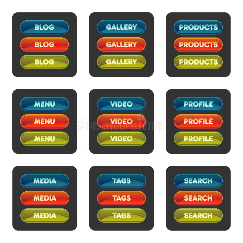 Web Buttons on a Black Background Stock Vector - Illustration of ...