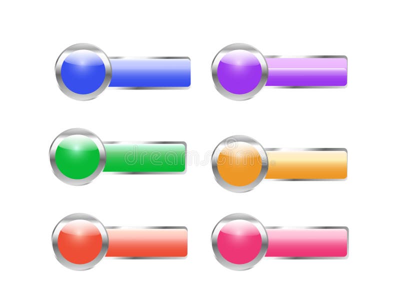 Web Buttons Bright Colored. Set of Buttons for Design Stock Vector ...