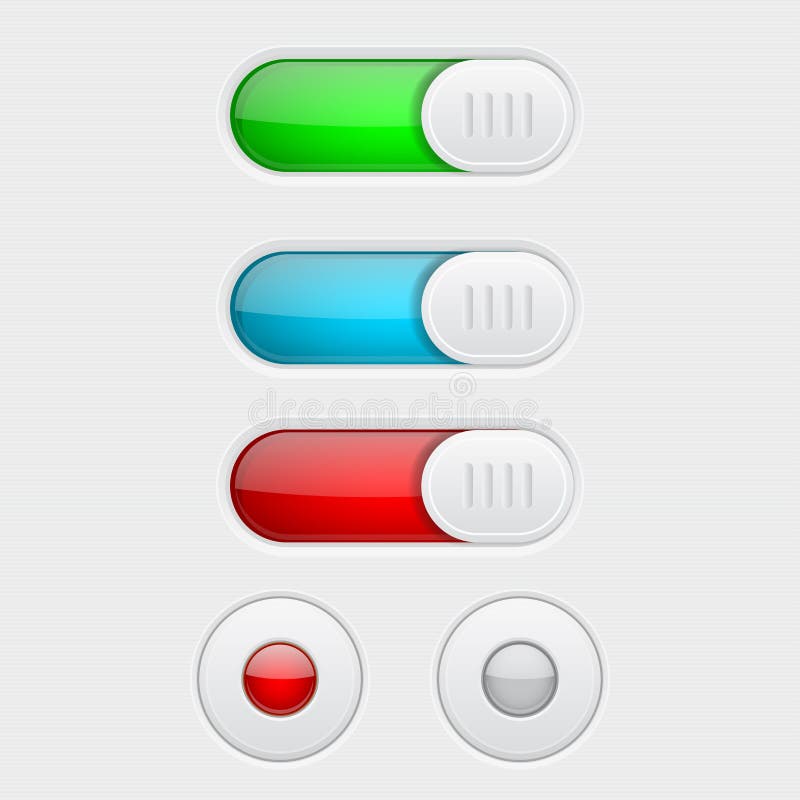 Buttons Toggle Switch Set Buttons Slider Switches Colored Bright Slider Buttons For
