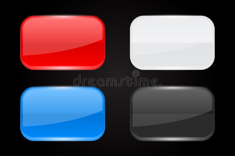 Web Buttons. Colored Shiny Rectangle Icons Stock Vector - Illustration ...